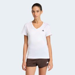 T-Shirt adidas Performance "WE MIN V NK TEE", Damen, Gr. L, wei&szlig;, Obermaterial: 93% Polyester, 7% Elasthan, V-Ausschnitt, Shirts T-Shirt