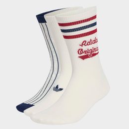 Sportsocken adidas originals "RETRO SPORT CREW 2-ER PACK", Damen, Gr. L, cloud wei&szlig;, night indigo, team victory rot, Obermaterial: 54% Baumwolle, 43% Polyester, 2% Elasthan, 1% Polyamid, Socken Sportsocken