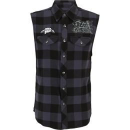 Steppweste Brandit "Brandit Ozzy Checkshirt Sleeveless", Herren, Gr. 4XL, schwarz, grau, 100% Baumwolle, Westen Steppweste