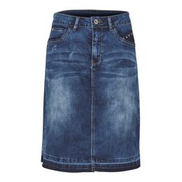 Midirock Cream "Rock Patched", Damen, Gr. 38, blau (rich blau denim), Obermaterial: 98% Baumwolle CO. 2% Elasthan EL., R&ouml;cke