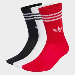 Sportsocken adidas originals "CREW SOCK 3P", M&auml;dchen, Gr. 19-21, better scarlet, schwarz, wei&szlig;, Obermaterial: 60% Baumwolle, 27% Polyester, 8% Polyamid, 5% Elasthan, Socken Sportsocken