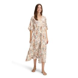BETTY & CO Sommerkleid BETTY & CO "Damen mit Print", Damen, Gr. 36, Normalgr&ouml;&szlig;en, cream, rot, Obermaterial: 85% Viskose, 15% Polyamid, l&auml;ssig geschnitten kurz, Rundhals, Kleider Sommerkleid