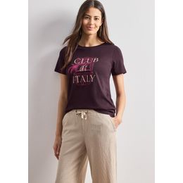 Kurzarmshirt Street One, Damen, Gr. 36, braun (rustic rouge), Jersey, Obermaterial: 50% Baumwolle, 50% Modal, bedruckt, normal h&uuml;ftbedeckend, Rundhals, abgesteppte Kante, Shirts, Sommershirt mit Artwork