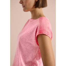 T-Shirt Cecil, Damen, Gr. L (42), coral, Jersey, Obermaterial: 100% Baumwolle, regular fit normal, U-Boot-Ausschnitt, Shirts T-Shirt, U-Boot-Ausschnitt, Garment-Dye Optik