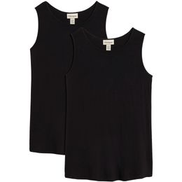 Shirttop bonprix, Damen, Gr. 36/38 (S), schwarz, Jersey, Obermaterial: 95% Viskose, 5% Elasthan, unifarben, A-Linie Po-bedeckend, Rundhals, Tops Shirttop, Longtop in dezenter A-Linie, &auml;rmellos, Viskose-Jersey mit Stretch