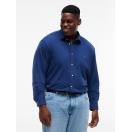Tommy Hilfiger Big & Tall Langarmhemd "BT-KNIT PIQUE FEATHERWEIGHT SLIMFIT", Herren, Gr. 4XL, N-Gr, aegean sea heather, Web, Obermaterial: 100% Baumwolle, TOMMY HILFIGER BIG & TALL, meliert, schmal normal, Manschette, Hemden, Gro&szlig;e Gr&ouml;&szlig;en