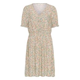 Midikleid Cream "Kleid CRTiah", Damen, Gr. 40, N-Gr, bunt (gr&uuml;n flower print), Obermaterial: 100% Viskose CV., Kleider Midikleid