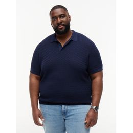 Tommy Hilfiger Big & Tall Poloshirt "BT-GMD STRUCTURE", Herren, Gr. 4XL, carbon navy, Strick, Obermaterial: 100% Baumwolle, TOMMY HILFIGER BIG & TALL, Strukturmuster, relaxed fit normal, Rippb&uuml;ndchen, Shirts, Gro&szlig;e Gr&ouml;&szlig;en, mit Struktur