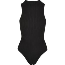 Muskelshirt Urban Classics "Urban Classics Damen Ladies Rib Knit Sleevless Body", Damen, Gr. 4XL, schwarz, 35% Polyacryl, 35% Viskose, 30% Polyamid, unifarben, slim fit, hoch geschlossener Ausschnitt, Shirts