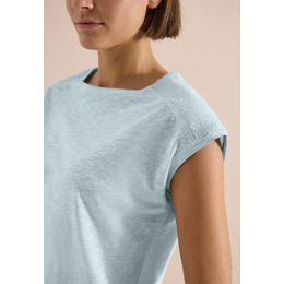 T-Shirt Cecil, Damen, Gr. L (42), crystal mint, Jersey, Obermaterial: 100% Baumwolle, regular fit normal, U-Boot-Ausschnitt, Shirts T-Shirt, U-Boot-Ausschnitt, Garment-Dye Optik