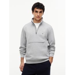 Sweatshirt Tommy Hilfiger "ESSENTIAL INTECHNO 1/4 ZIP", Herren, Gr. L, light grau heather, Sweatware, Obermaterial: 72% Baumwolle, 28% Polyester, Rippb&uuml;ndchen, Sweatshirts Sweatshirt