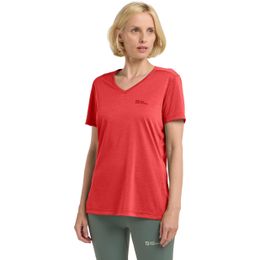 V-Shirt Jack Wolfskin "CROSSTRAIL T WOMEN", Damen, Gr. S (36), rot (vibrant, rot), OBERSTOFF: 100% POLYESTER, Shirts
