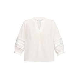 BETTY & CO Schlupfbluse BETTY & CO "Damen mit Spitzeneinsatz", Damen, Gr. 34, wei&szlig;, Obermaterial: 68% Baumwolle, 28% Polyamid, 4% Elasthan, figurumspielend normal, Rundhals, Blusen Schlupfbluse