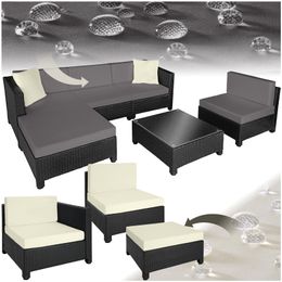 TecTake&reg; Aluminium Rattan Lounge, wetterfest und UV-best&auml;ndig, Extra Kissen, 2 Bezugssets