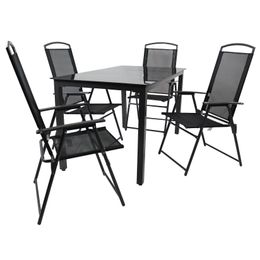 Vcm 5-tlg Gartenm&ouml;bel Set Sitzgruppe Essgruppe 1x Tisch, 4x St&uuml;hle Tisch Ma&szlig;e ca. H. 76 x B. 140 x T. 80 cm Hochlehner Set 140M