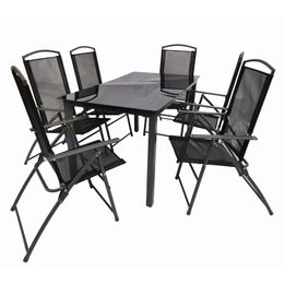 Vcm 7-tlg Gartenm&ouml;bel Set Sitzgruppe Essgruppe 1x Tisch, 6x St&uuml;hle Tisch Ma&szlig;e ca. H. 76 x B. 140 x T. 80 cm Hochlehner Set 140S