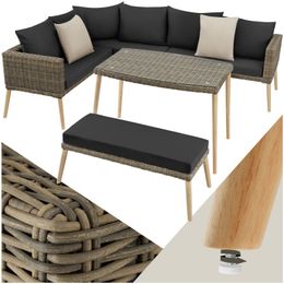 TecTake&reg; Aluminium Rattan Lounge Lounge, wetterfest und UV-best&auml;ndig, schlanke, hohe Beine, hochwertiges Geflecht