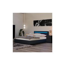 Home Deluxe LED Bett mit Schubladen NUBE - 180 x 200 cm Dunkelgrau
