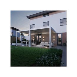 Weide E-Deluxe Plus elektrische Wand Pergola mit LED Voll Aluminium 4 x 6 M motorisiertes Lamellendach wei&szlig;?