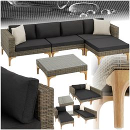 TecTake&reg; Rattan Lounge, mit Aluminiumgestell, wetterfest und UV-best&auml;ndig, mit Sicherheitsglasplatte