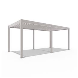 Weide E-Deluxe elektrische Pergola mit LED Voll Aluminium 3 x 6 M motorisiertes Lamellendach Ivory Sand?