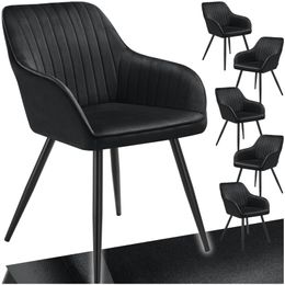 TecTake&reg; Esszimmerstuhl, gepolstert, in Samtoptik, gesteppt, schlanke Stahlbeine, 58 x 62 x 82 cm