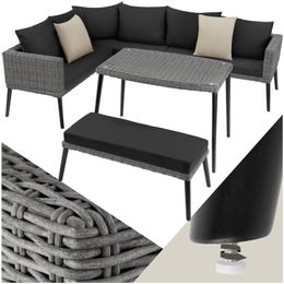 TecTake&reg; Aluminium Rattan Lounge Lounge, wetterfest und UV-best&auml;ndig, schlanke, hohe Beine, hochwertiges Geflecht
