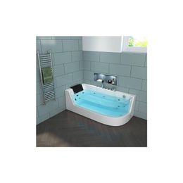 Home Deluxe Whirlpool Badewanne mit Lichttherapie CARICA - 170 x 80 cm Rechts