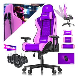 Kesser&reg; Gaming Stuhl Ergonomisch B&uuml;rostuhl mit Kopfst&uuml;tze & Lendenkissen Racing Gamer Stuhl 150kg belastbar Armlehne 360&deg; Drehbarer Schreibtischstuhl Gaming Chair + Gummi-Rollen