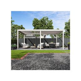 Weide E-Deluxe Plus elektrische Pergola Voll-Aluminium 4x6m mit Lamellendach Ivory Sand?4.0 x 6.0 Meter