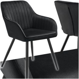 TecTake&reg; Esszimmerstuhl, gepolstert, in Samtoptik, gesteppt, schlanke Stahlbeine, 58 x 62 x 82 cm