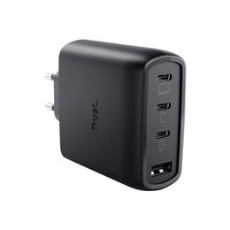Trust Maxo GaN-USB-Tischladeger&auml;t mit 65 W und 4 Anschl&uuml;ssen, Schwarz (26067, USB-C, USB-A)