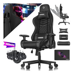 Kesser&reg; Gaming Stuhl Ergonomisch B&uuml;rostuhl mit Kopfst&uuml;tze & Lendenkissen Racing Gamer Stuhl 150kg belastbar Armlehne 360&deg; Drehbarer Schreibtischstuhl Gaming Chair + Gummi-Rollen