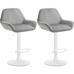 CLP 2er Set Barhocker Braga Samtbezug mit Metallgestell I H&ouml;henverstellbar und drehbar I Moderner Barstuhl mit Fu&szlig;st&uuml;tze f&uuml;r K&uuml;che und Bar