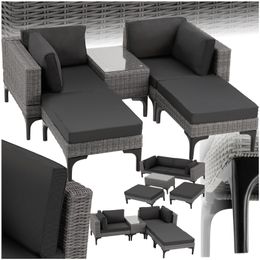 TecTake&reg; Aluminium Rattan Lounge, wetterfest und UV-best&auml;ndig, schlanke, hohe Beine, hochwertiges Geflecht