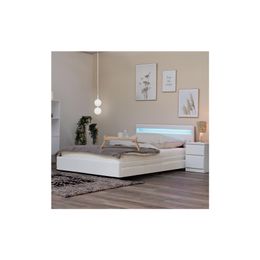 Home Deluxe LED Bett mit Schubladen NUBE - 180 x 200 cm Wei&szlig;