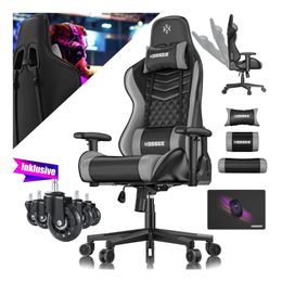 Kesser&reg; Gaming Stuhl Ergonomisch B&uuml;rostuhl mit Kopfst&uuml;tze & Lendenkissen Racing Gamer Stuhl 150kg belastbar Armlehne 360&deg; Drehbarer Schreibtischstuhl Gaming Chair + Gummi-Rollen