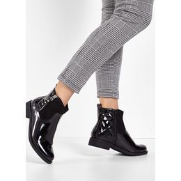 bonprix Stiefeletten in Lack-Optik, schwarz, Gr.42, Elegante Stiefelette in Lackoptik, aus Lack,Vegan
