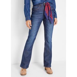 bonprix Bootcut-Jeans High Waist Thermo, blau, Gr.50, Vielseitige Stretch-Jeans mit modischen Waschungen, 66% Baumwolle