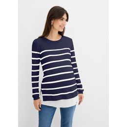 bonprix 2-in-1 leichter Umstands- und Stillpullover, blau, Gr.36/38 (S), Umstandspullover f&uuml;r die Schwangerschaft und danach