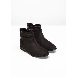 bonprix Stiefeletten mit Raffung, schwarz, Gr.43, L&auml;ssige Stiefelette mit Raffung und dekorativen Rei&szlig;verschluss, aus Vegan