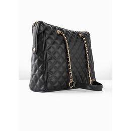 bonprix Handtasche mit dekorativer Steppung, schwarz, Gr.28x36 cm, Modische Handtasche mit Steppmuster