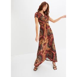 bonprix Bedrucktes Jersey-Maxikleid, braun, Gr.32/34 (XS), Modernes langes Kleid aus Jersey mit sch&ouml;nem Druck