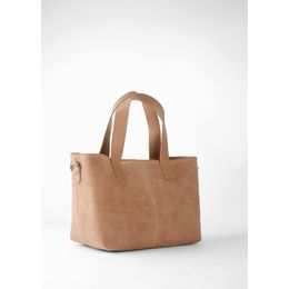 bonprix Handtasche aus Veloursleder, braun, Gr.23x40 cm, Velourslederhandtasche mit herausnehmbarer Innentasche, aus Veloursleder