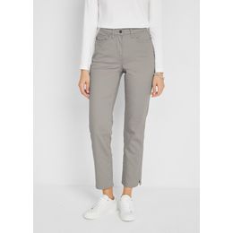 bonprix Stretchhose mit geradem Bein Mid Waist, grau, Gr.38, Komfortable Stretch-Hose mit geradem Bein, 65% Baumwolle