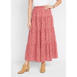 bonprix Maxirock mit Volants, rosa, Gr.48, Baumwoll-Stufenrock mit Elastikbund in Maxi-L&auml;nge, aus 100% Baumwolle