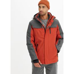 bonprix Wasserdichte Funktions-Jacke, braun, Gr.46, Wetterfeste Herren Winterjacke mit Funktion, mit Kapuze und reflektierendem Druck