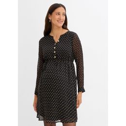 bonprix 2-in-1 Umstands- und Stillkleid aus Chiffon, schwarz, Gr.50, Elegantes Blusenkleid f&uuml;r die Schwangerschaft und danach