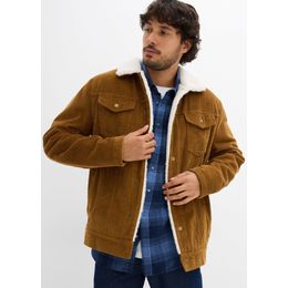 bonprix Cord-Jacke mit Teddyfutter, braun, Gr.56/58 (XL), Coole Cordjacke mit vier Taschen, aus Cord