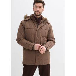 bonprix Wattierter Parka, braun, Gr.48/50 (M), warm wattierter Long-Parka mit vielen Taschen